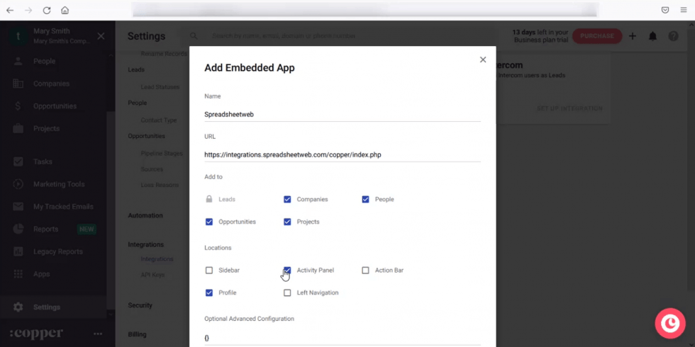 Copper Applications - SpreadsheetWeb Help